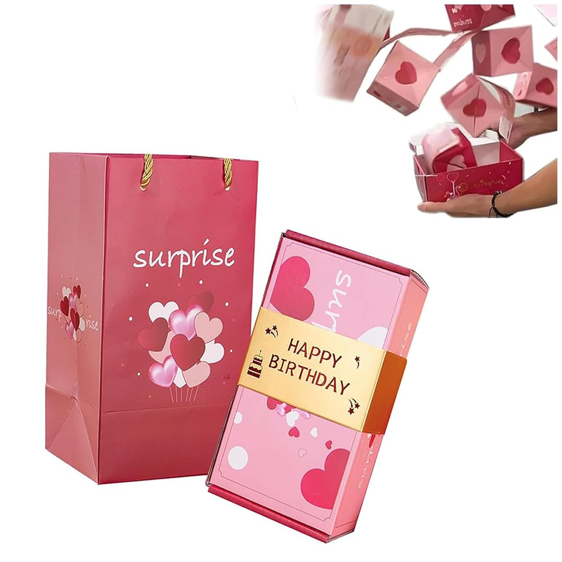 Surprise Box Gift Box,Bounce Surprise Gift Box,Surprise Gift Box Explosion for Money Creativity Folding Bouncing Red Envelope Gift Box,for Birthday(10boxes PINK)