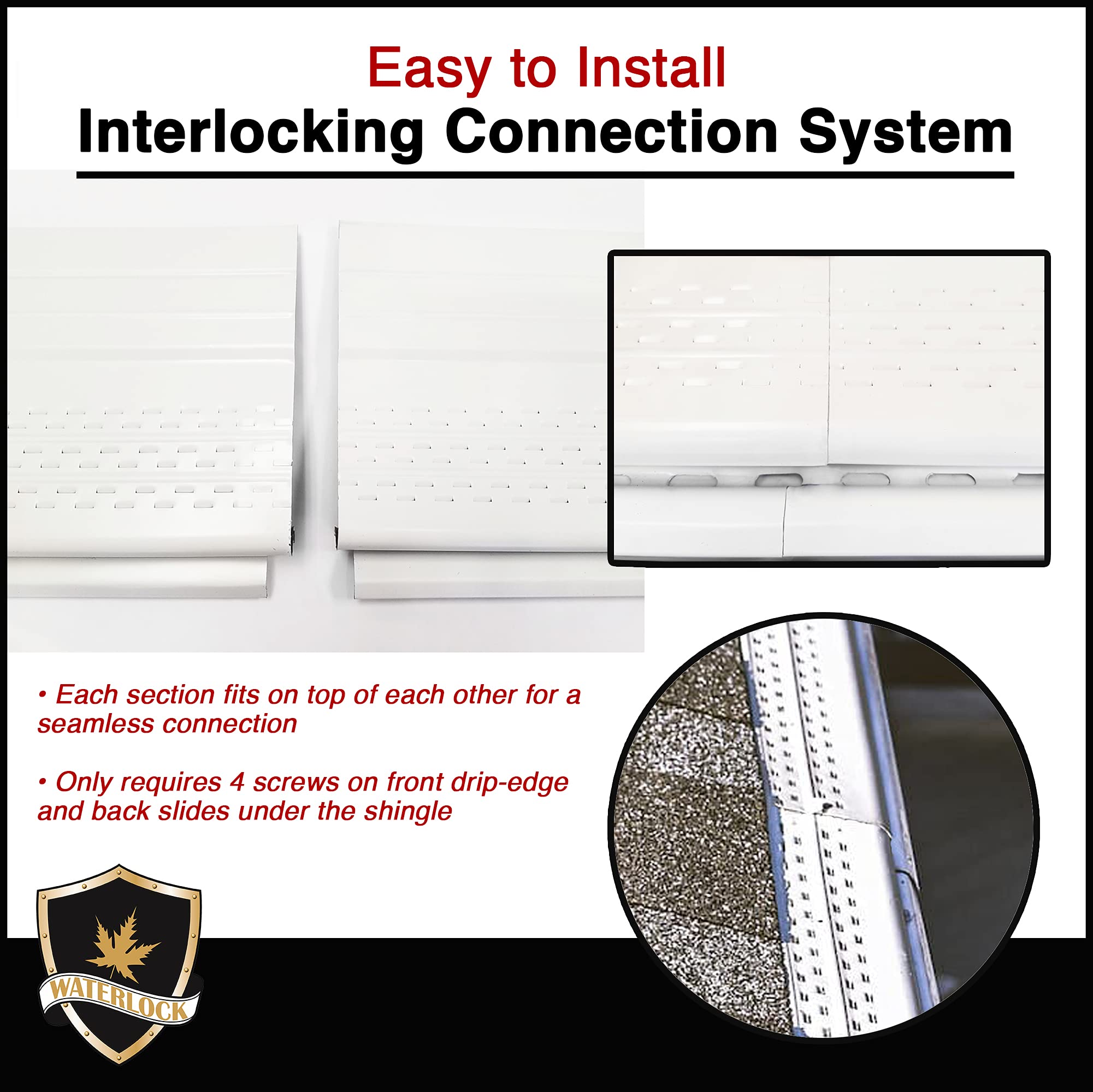 Waterlock Pro Gutter Guards Leaf Protection 1 Feet Sample Pack White, A Contractor-Grade Gutter Guard from Manufacturer, Domestic Aluminum Gutter Covers 5 and 6 Inch Gutters