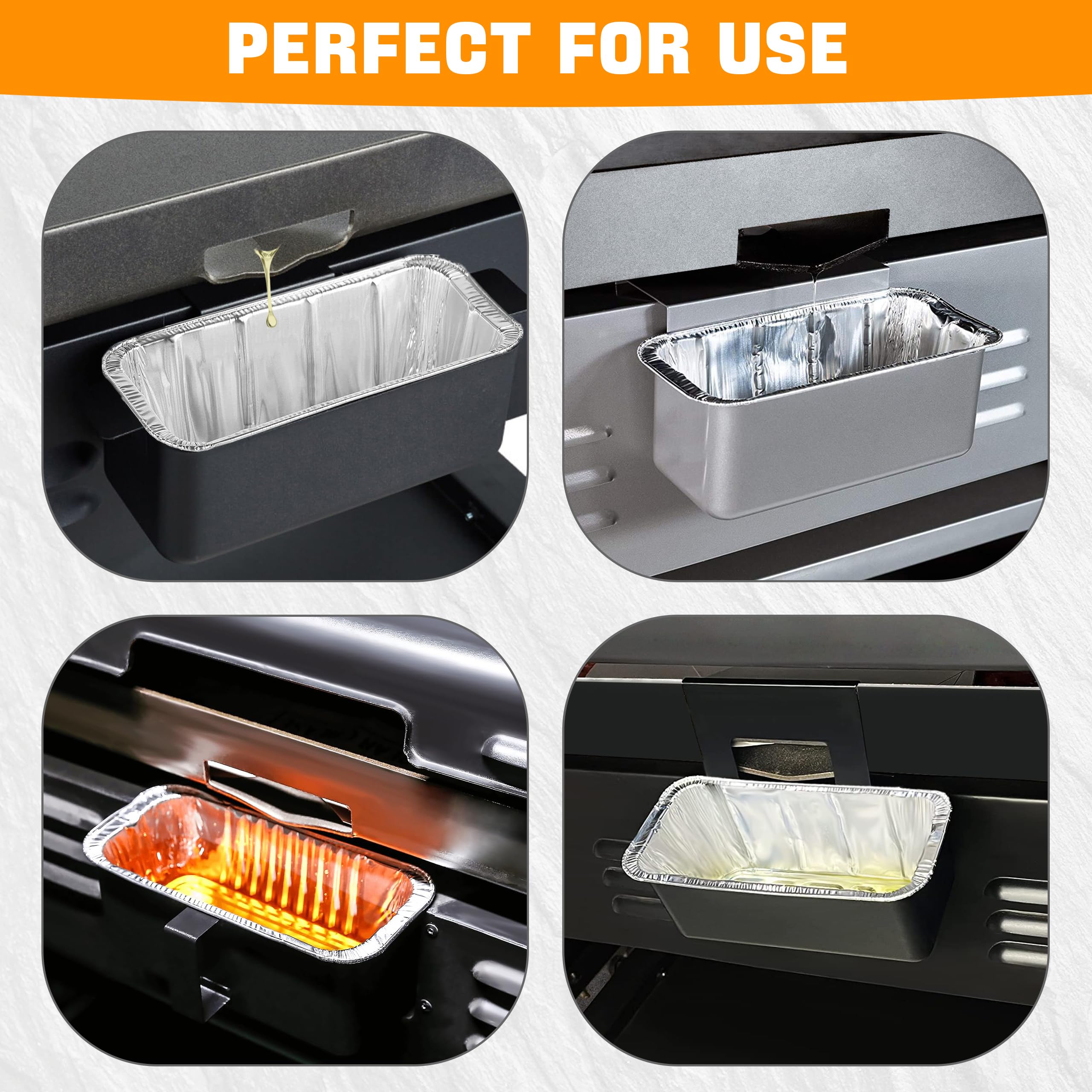 Shwuevei 50 Pack Blackstone Grease Cup Liners, Aluminum Foil Drip Pan Liners for 17'' 22'' 28'' 36Inch Blackstone Griddle, Griddle Grease Catcher Cup Liners, Blackstone Griddle Accessories