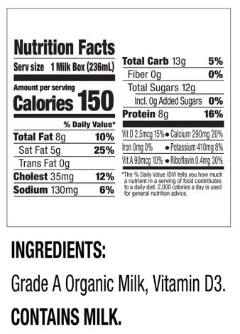 Whole Milk boxes Organic Shelf-Stable Milk Whole, Horizon Whole Milk Single Serve, 8.0 Fl OZ Bundled with a BETRULIGHT Fridge Magnet β 6 Pack