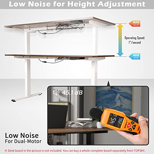 TOPSKY Dual Motor Electric Adjustable Standing Computer Desk for Home and Office (White Frame only)