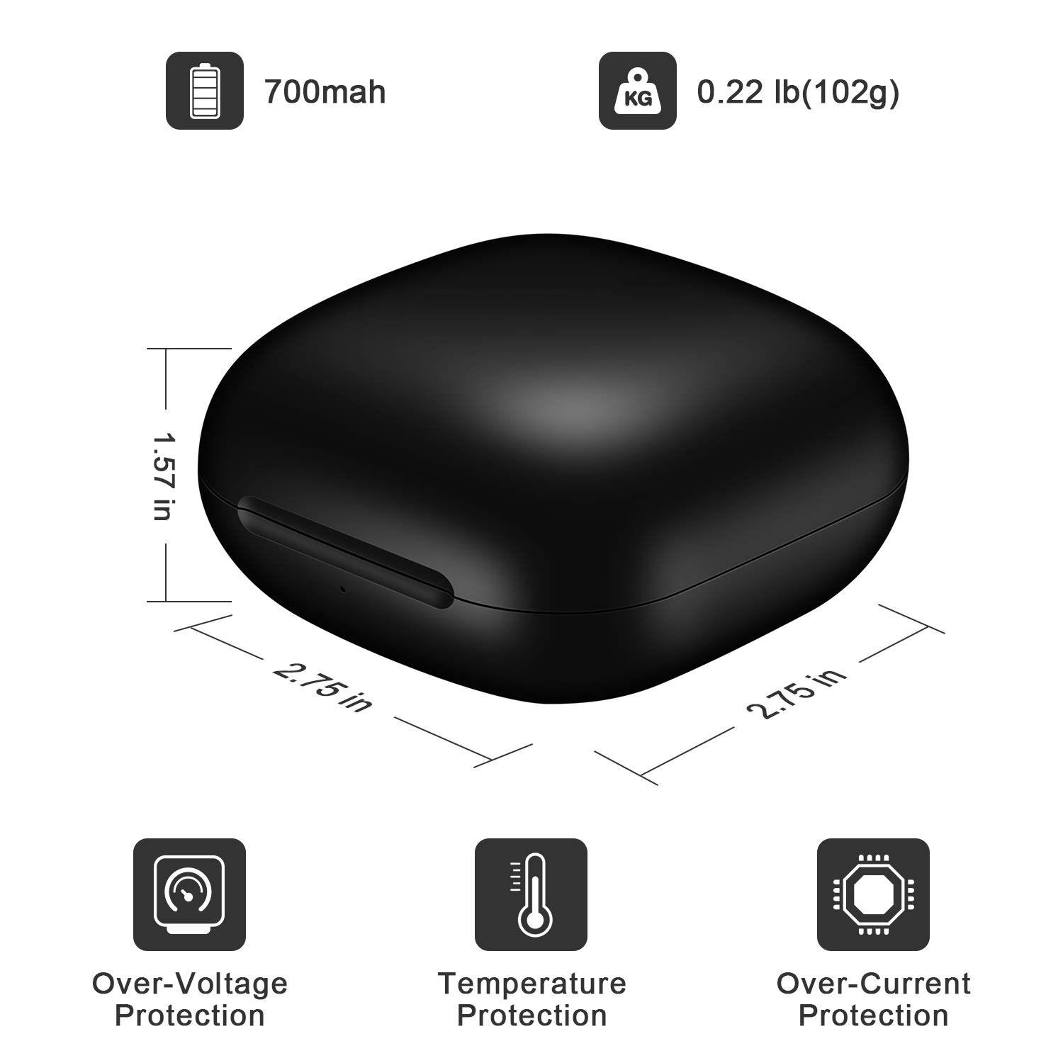 Wireless Charging Case Compatible with Powerbeats Pro, Charger Case Replacement with Bluetooth Pairing Sync Button & 700mAh Built-in Battery, NO Powerbeats Pro, Black