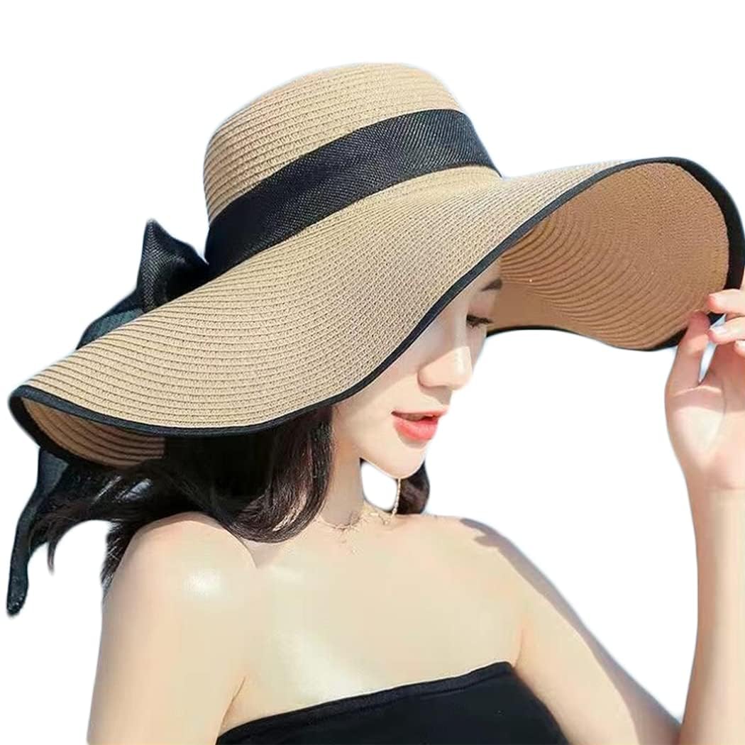 Women Summer Foldable Sun Straw Hat UPF 50+ Beach Hat