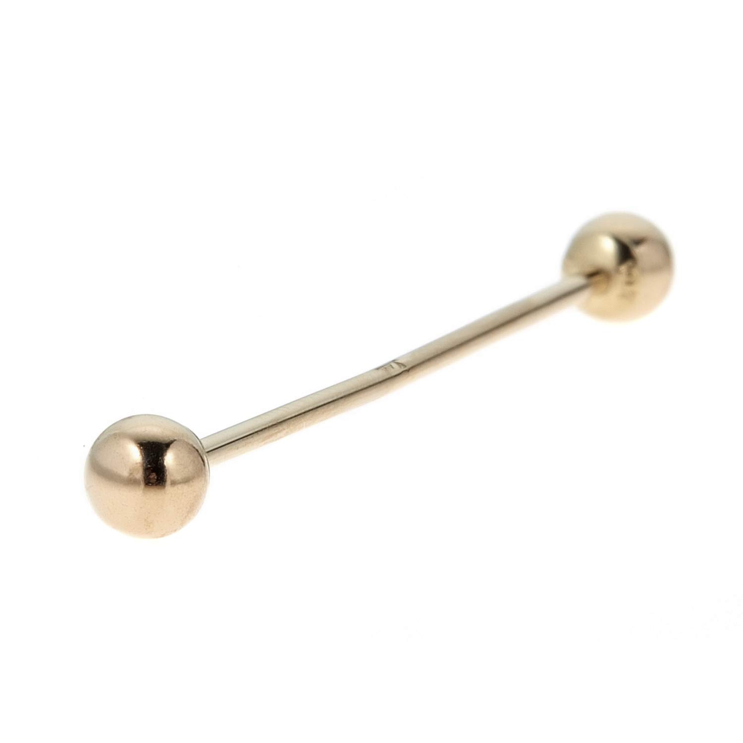 Zahaav Jewelry 14K Solid Yellow Gold | 38mm Lenght | Industrial Barbell | Solid Gold | Wedding Guest Gift| gift for her | gift for him | barbell earrings