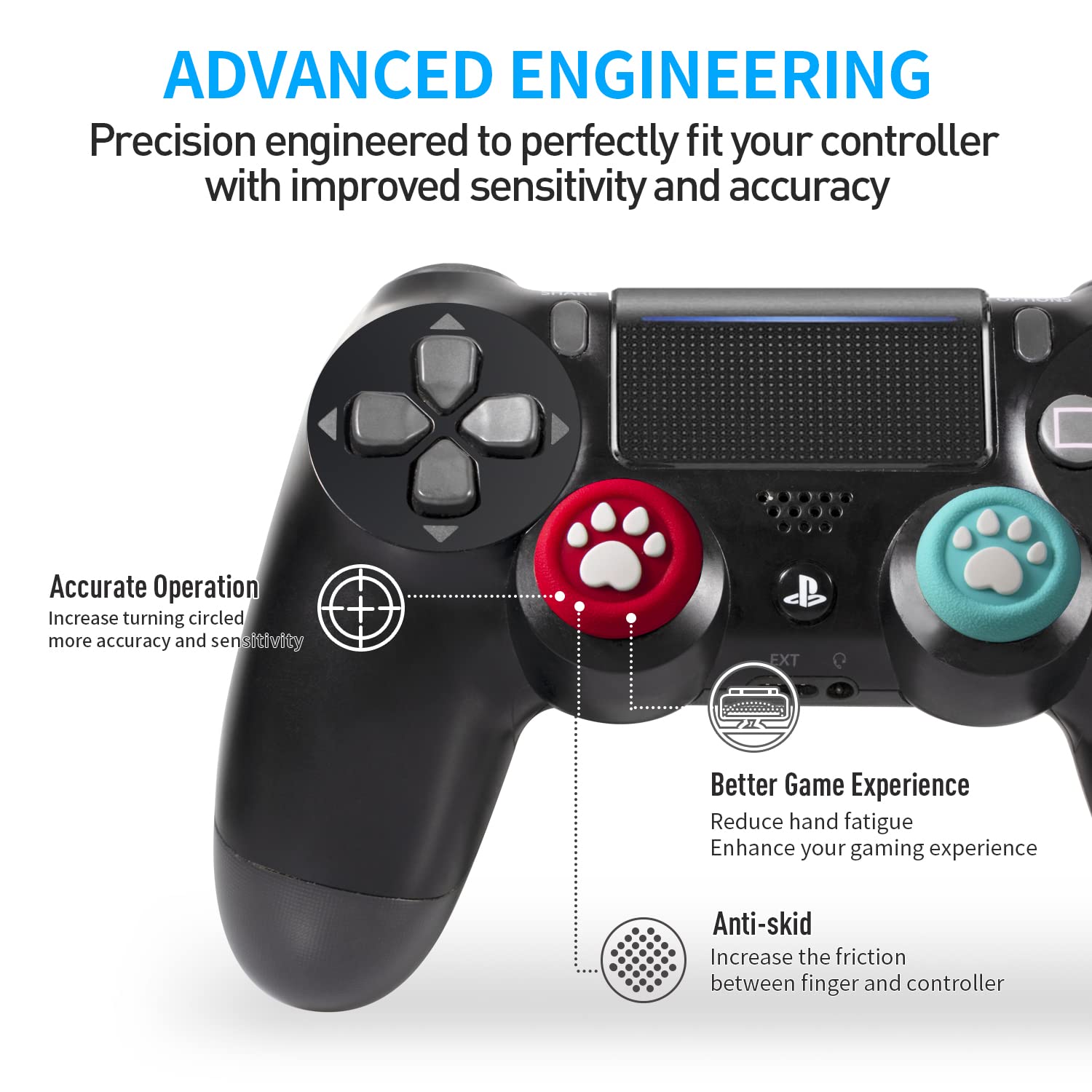 Thumb Grips for PS4 PS5 Controller – 5 Pairs Thumbstick Control Caps Joystick Analog Stick Covers Replacement Skin Decal Accessories for Playstation 4 5 Dualshock Dualsense, Switch Pro Controller