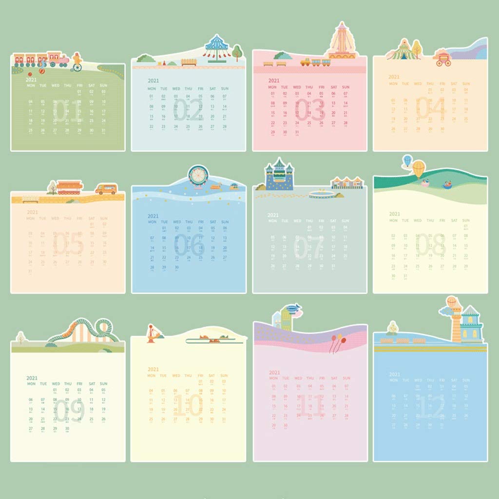 WUHE Desk Calendars 2021 Desk Calendar Cartoon Desk Calendar Cute Plan Card Perpetual Calendar Student Countdown Clock-in Notepad Customization Calendars (Color : A Desk Calendar)