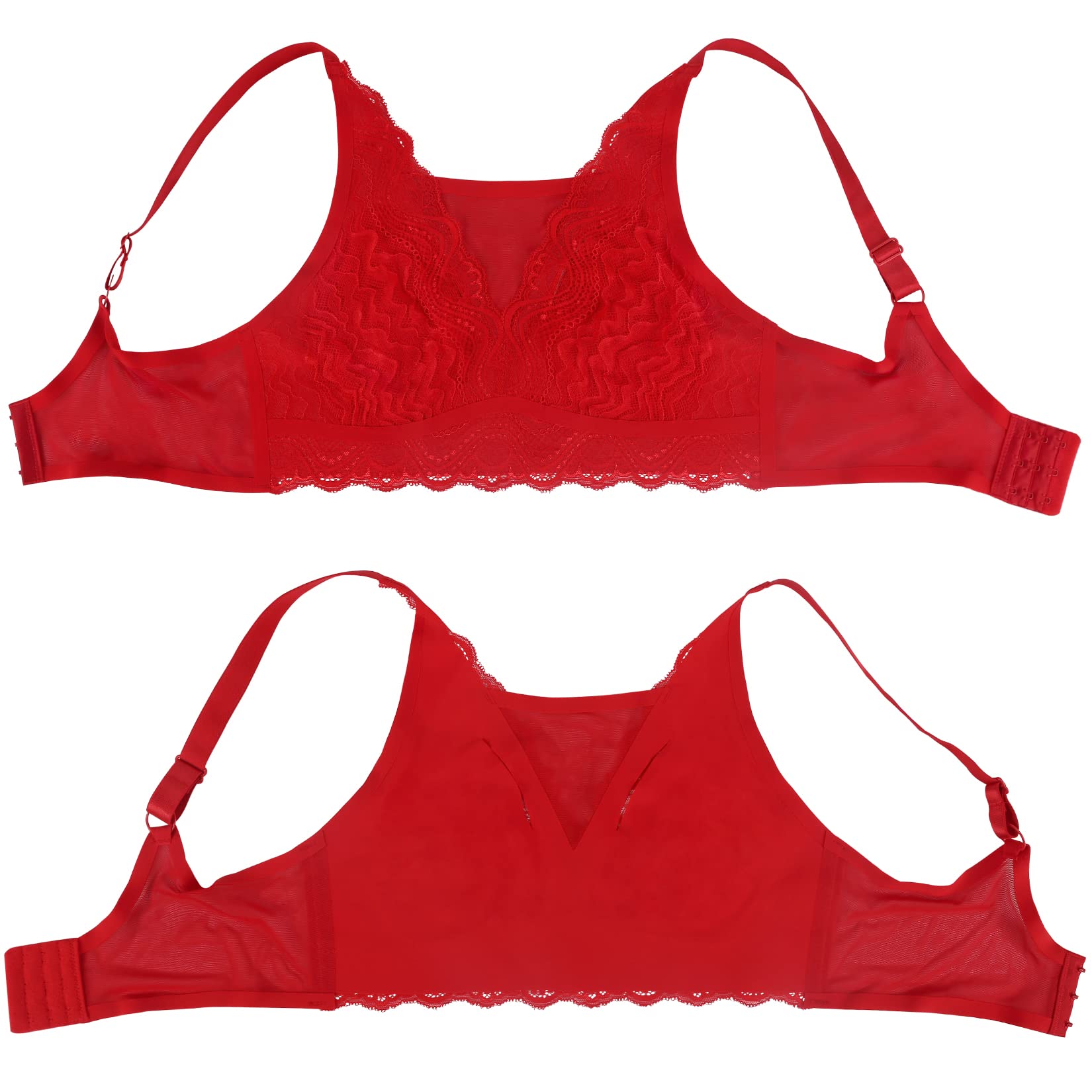 Vollence Mastectomy Bra with Pockets for Silicone Breast Forms Prosthesis Women Everyday Bra Red