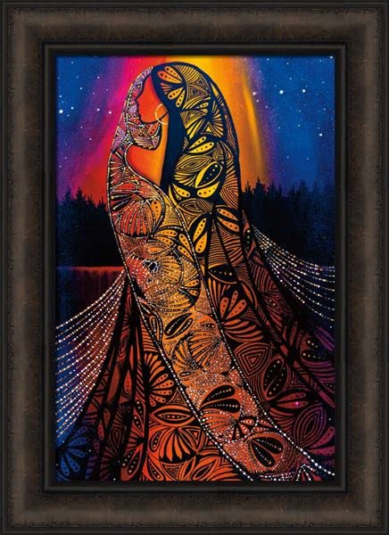 Stardust by Betty Albert 16x22 Native American Indian Woman Night Sky Colorful Framed Art Print Wall Décor Picture