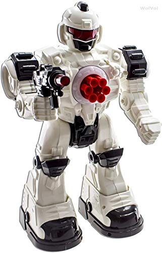 WolVolk 10 Channel Remote Control Robot Police Toy with Flashing Lights and Sounds, Great Action Toy for Boys