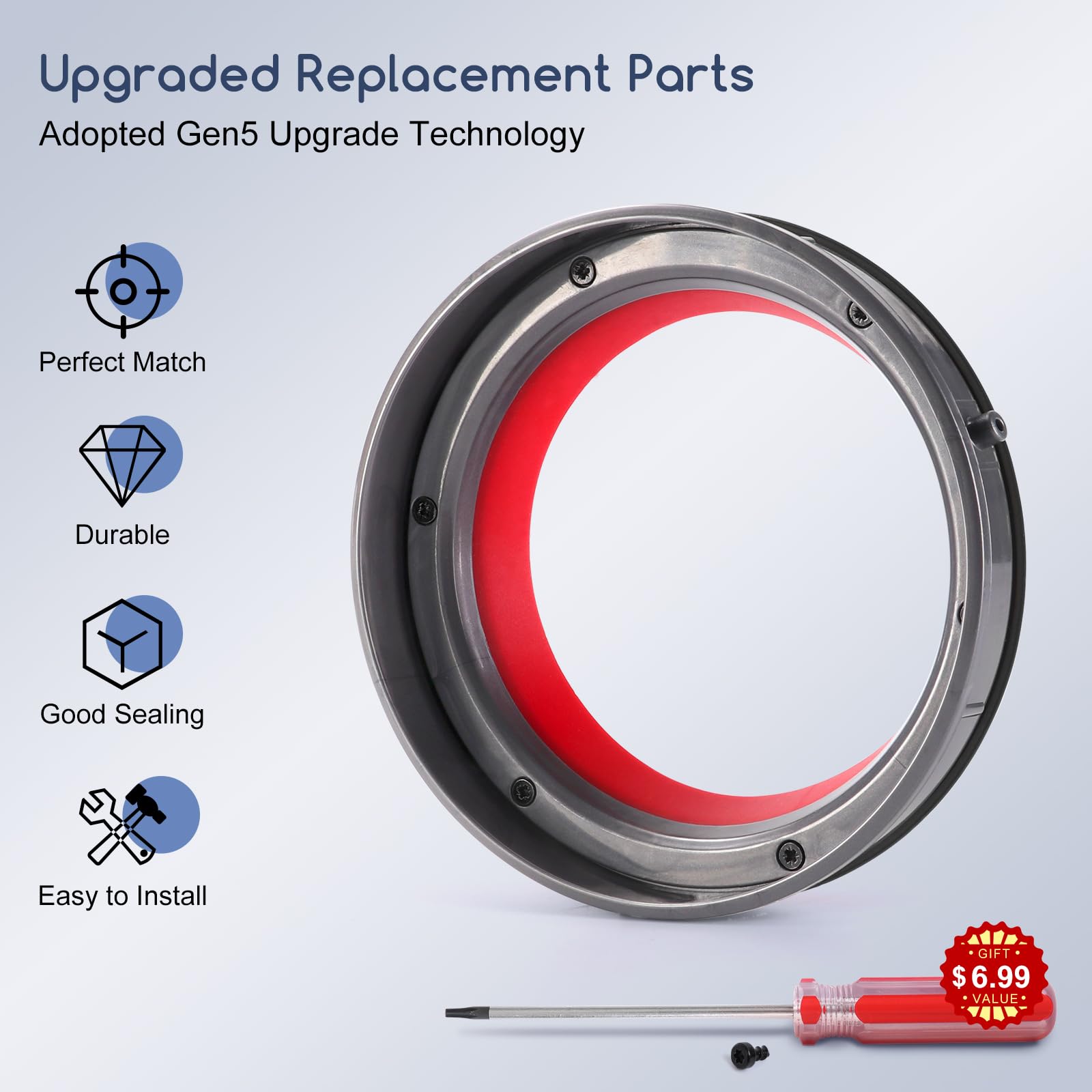 WYWY.Wide Upgraded Bin Sealing Ring Compatible with Dyson V11 V15 Gen5 SV14 SV15 SV22 Vacuum Cleaner Canister Replacement Parts with T8 Screwdriver
