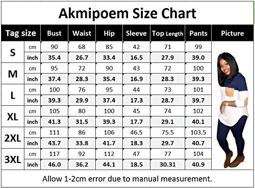 Womens Casual 2 Piece Outfits Long Sleeve Patchwork Sweatshirt Pullover Tops and Skinny Pants Suit Tracksuit Set Blue Large…