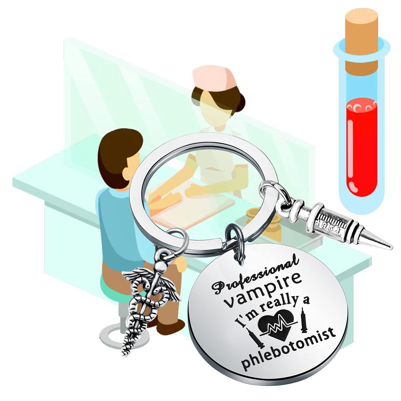 TGBJE Phlebotomy Gift Phlebotomist Gift Professional Vampire I’m Really A Phlebotomist Jewelry Venipuncturist Gift Nurse Jewelry (Phlebotomist key)