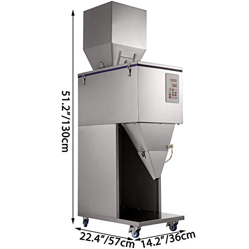 VEVOR 2000g Filler 10-15 bag/min, Full Automatic Particle 18 cm Film Width, Powder Weighing Filling Machine for Industries, Silver