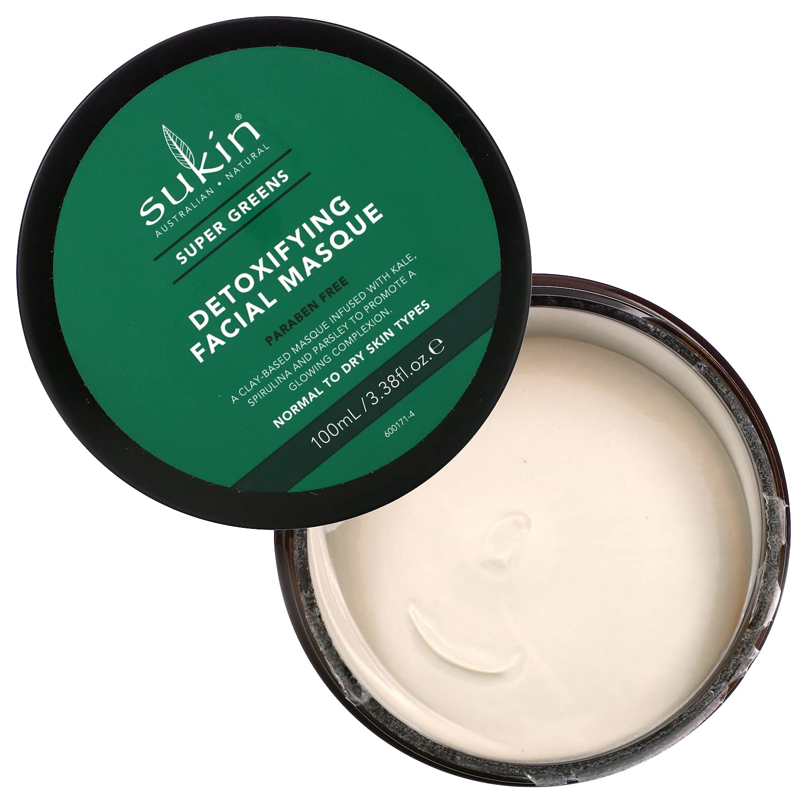 Sukin Super Greens Detoxifying Facial Masque, 3.38 Oz