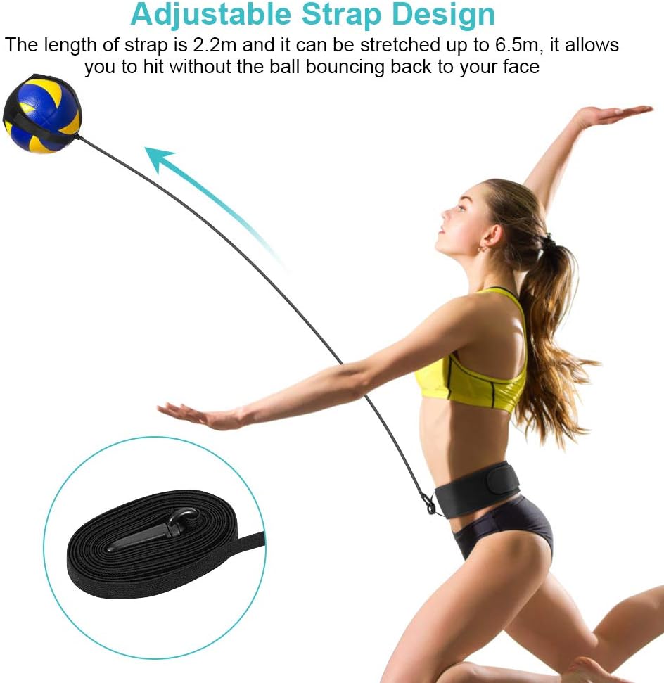 Volleyball Training Equipment Aid, Adjustable Solo Practice Soccer Volleyball Trainer, Volleyball Practice Rope for Serving, Spiking, Swing, Return Ball