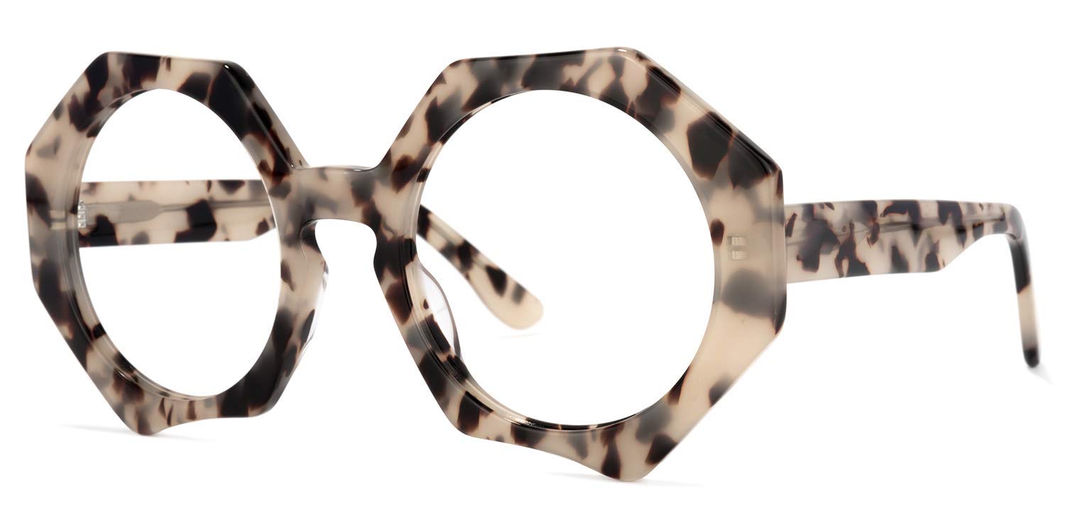 Zeelool Stylish Oversized Acetate Geometric Blue Light Blocking Glasses Eyewear for Women Hugh ZOP01887-04B Light-Tortoise
