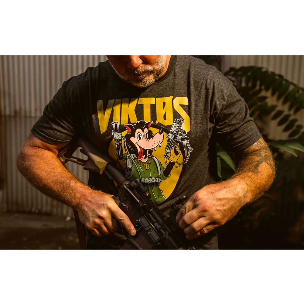 VIKTOS Men's Huff & Puff Durable Soft Lightweight Casual Outdoor Tactical Short Sleeve T-Shirt with Screen-Printed Graphic, Charcoal Heather, Small