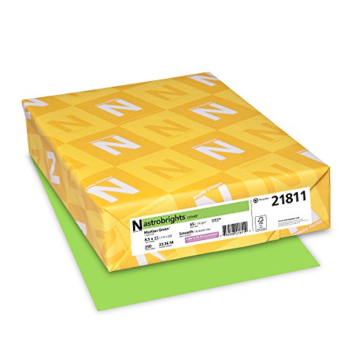 Wausau Papers Neenah Paper 21811 Astrobrights Colored Cardstock, 8.5β x 11β, 65 lb/176 GSM, Martian Green, 250 Sheets