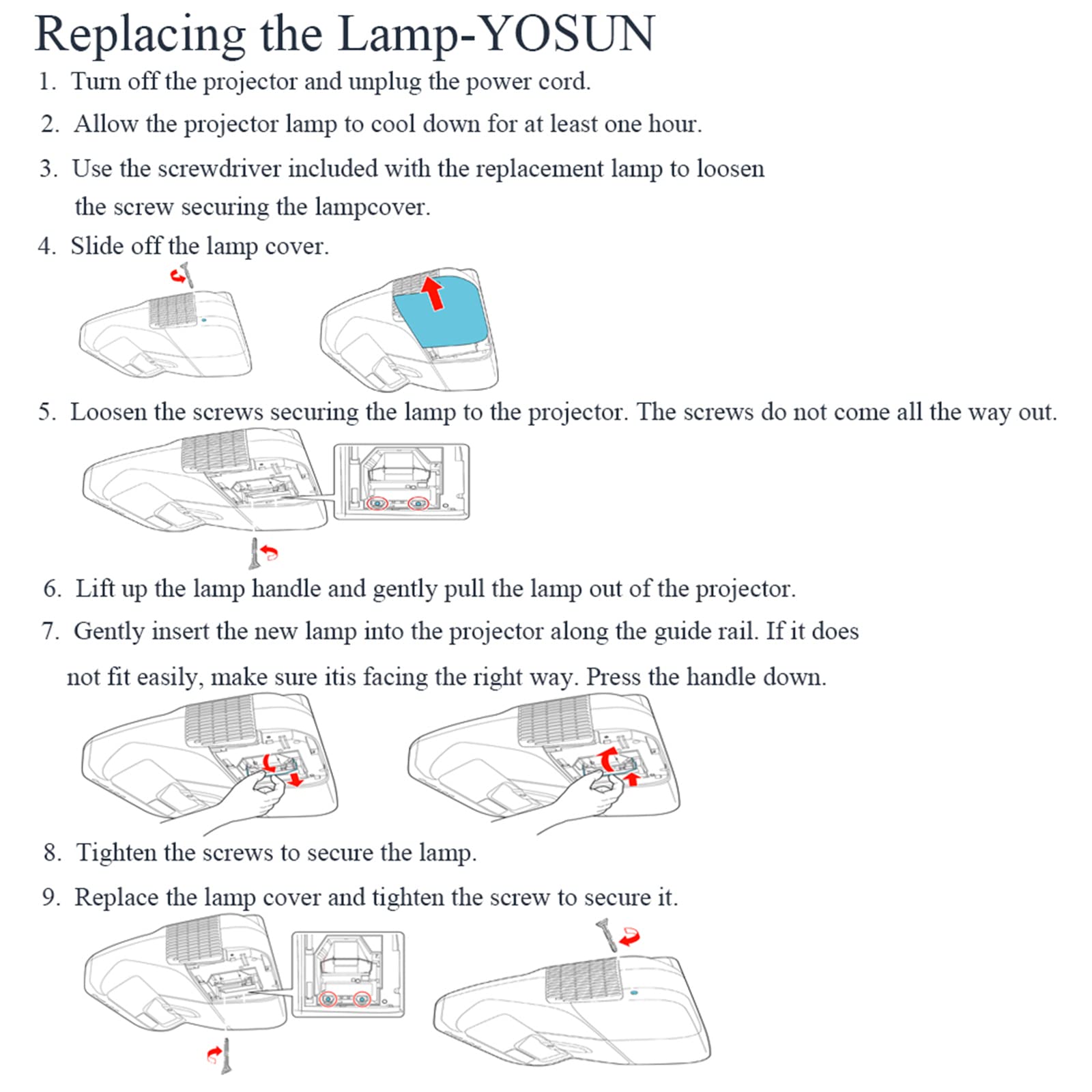 YOSUN V13H010L91 Replacement lamp Bulb for Epson ELPLP91 BrightLink 685Wi 695Wi PowerLite 680 685W 685Wi EB-680 EB-680S EB-685W EB-685Wi EB-685Ws EB-695Wi Projector Lamp