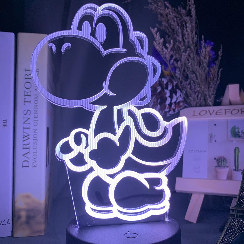 X TRIM Hnfsliuhao Yoshi Mario 3D Led USB Lamp Cartoon Game Figure Super Acrylic Novelty Christmas Lighting Gift RGB Touch Remote Controller Toys