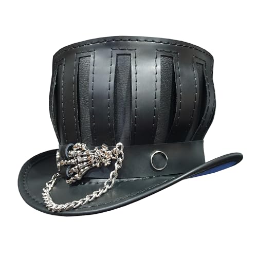 Steampunk Gothic Mad Hatter Leather Top Hat (Leather, XX-Large)