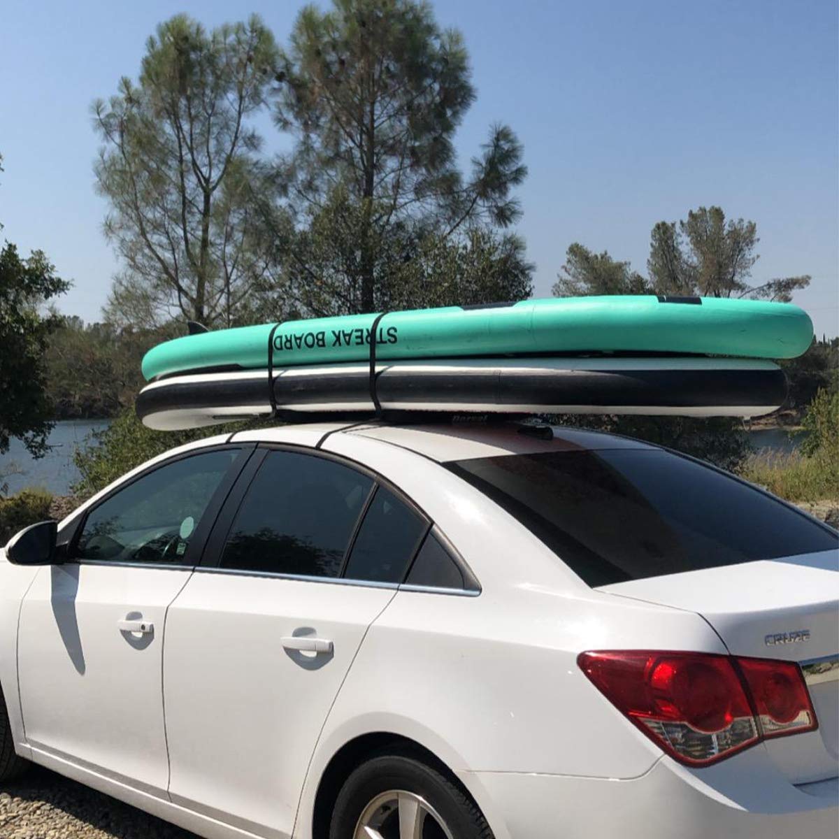 WONITAGO Soft Roof Rack Pads with Single Wrap-Rax Straps and Storage Bag, Universal Car Roof Rack for Surfboard, Kayak, SUP Paddleboard, Canoe, 28" (Pair)