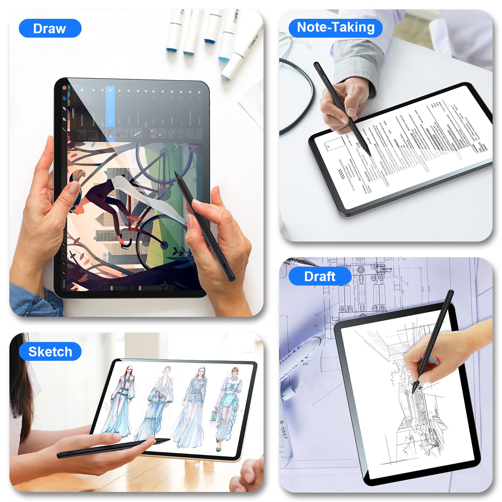 Stylus Pen, Apple Pencil for iPad 9th /10th Gen,Fast Charge Compatible with (2018-2023) Apple iPad Pro 11 & 12.9 inch,iPad Mini 6th/5th Gen, iPad Air 3/4/5,iPad 6/7/8 Gen