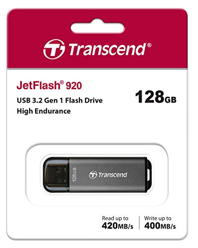 Transcend 128GB JetFlash 920 USB 3.2 Gen 1 Flash Drive TS128GJF920, Grey