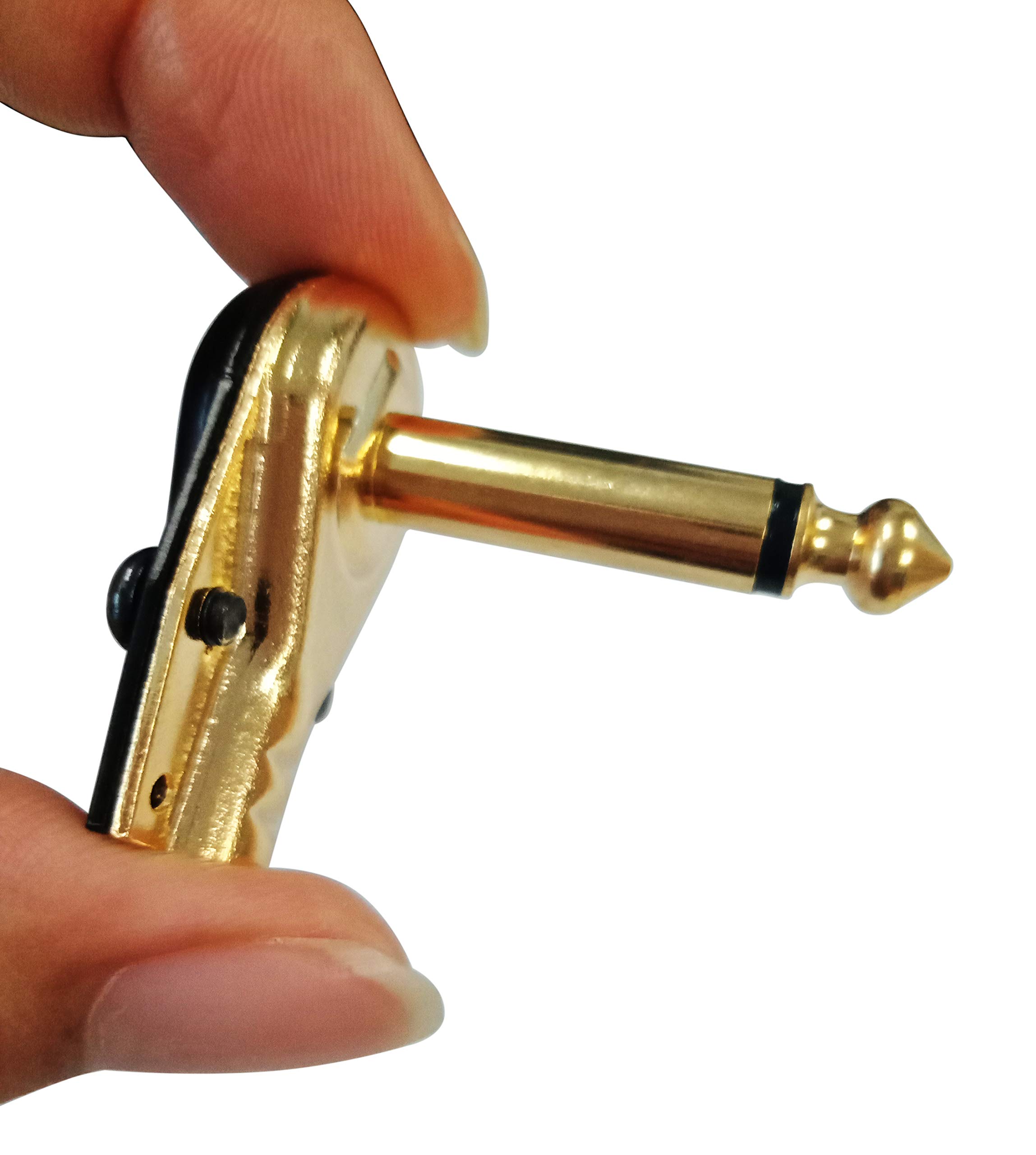 zdyCGTime DIY 6.35MM 1/4" Mono Male 90 Degree Right Angle Pancake Style Plugs Connectors for Speaker,Patch Cable,Snakes Golden Plated TS Male Mono 1/4 Inch Phono 6.35mm Phone Microphone Plug(4 pack)