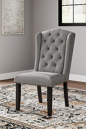 Signature Design by Ashley Jeanette Modern Tufted Dining Upholstered Side Chair, Set of 2, Gray