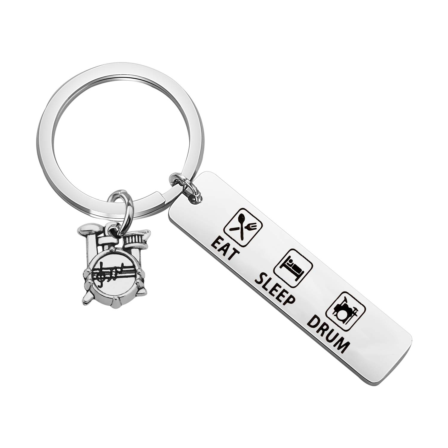 WSNANG Drummer Gift Eat Sleep Drum Keychain Drum Player Band Gift Drum Kit Gift Percussion Jewelry Musician Gift (Drum Keychain)