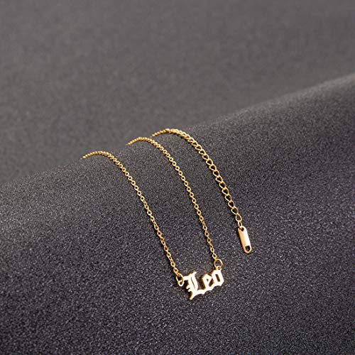 Zealmer Old English Letter Pisces Necklace for Women Golden