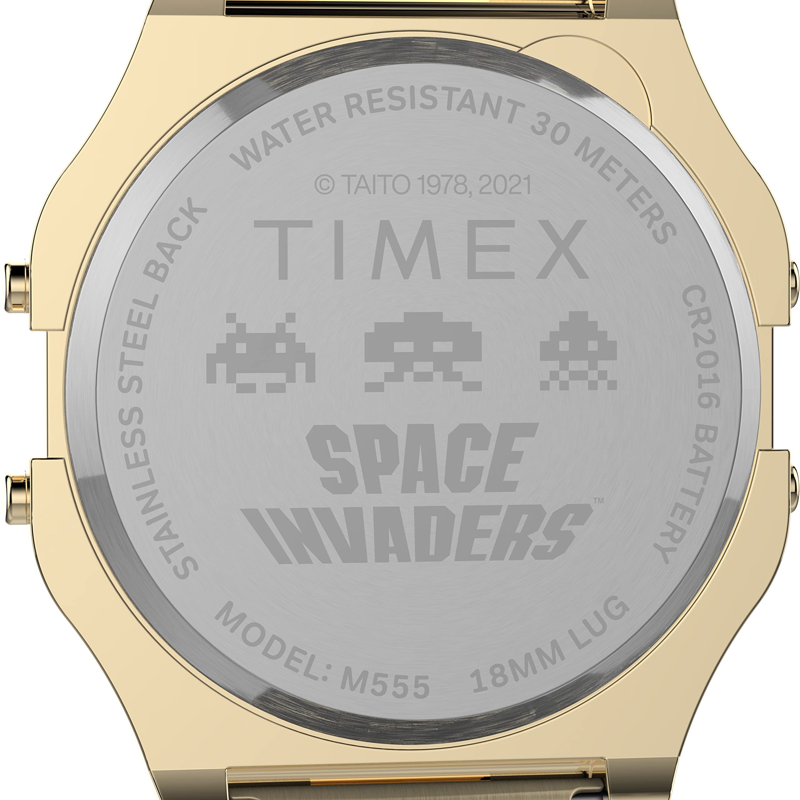 Timex T80 x Space Invaders 34mm Watch – Black with Stainless Steel Bracelet
