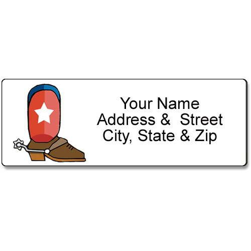 Stonehouse Collection | Texas Address Label | Customized Return Address Label | 90 Cowboy Boot Labels