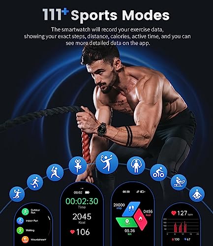Smart Watches for Men Bluetooth Call (Answer/Make Call), 1.39'' IP68 Smartwatch for Android Phones and iPhone Compatible with Heart Rate/SpO2/Blood Pressure, Voice Assistant, Calculator, Pedometer