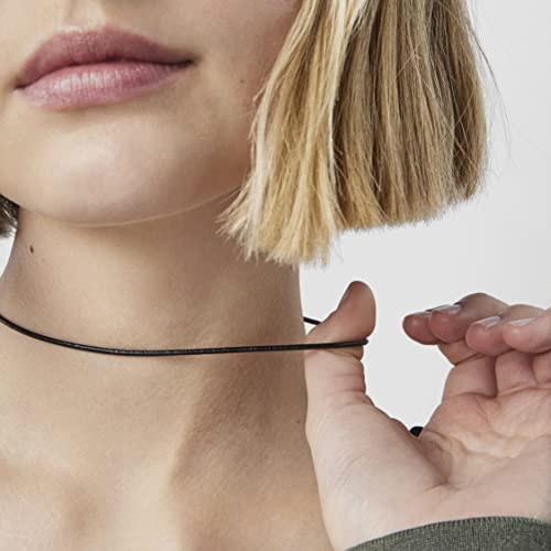 TOUS Black Leather Choker for Women with Sterling Silver Clasps, Length 40 cm Chokers Collection