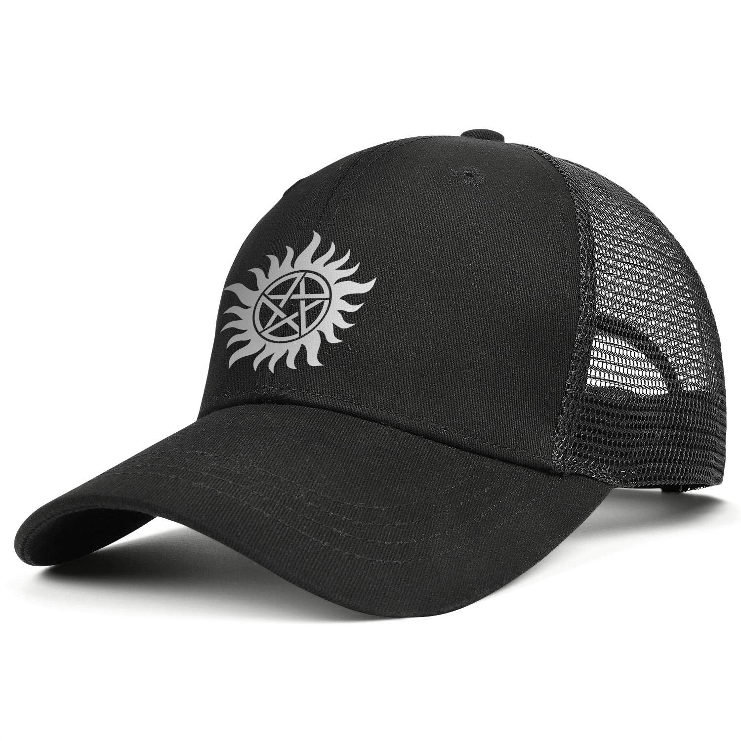 UNISEXCAPAA Unisex Baseball Cap Anti Possession Symbol Adjustable Snapback Mesh Trucker Dad Military Hat Black