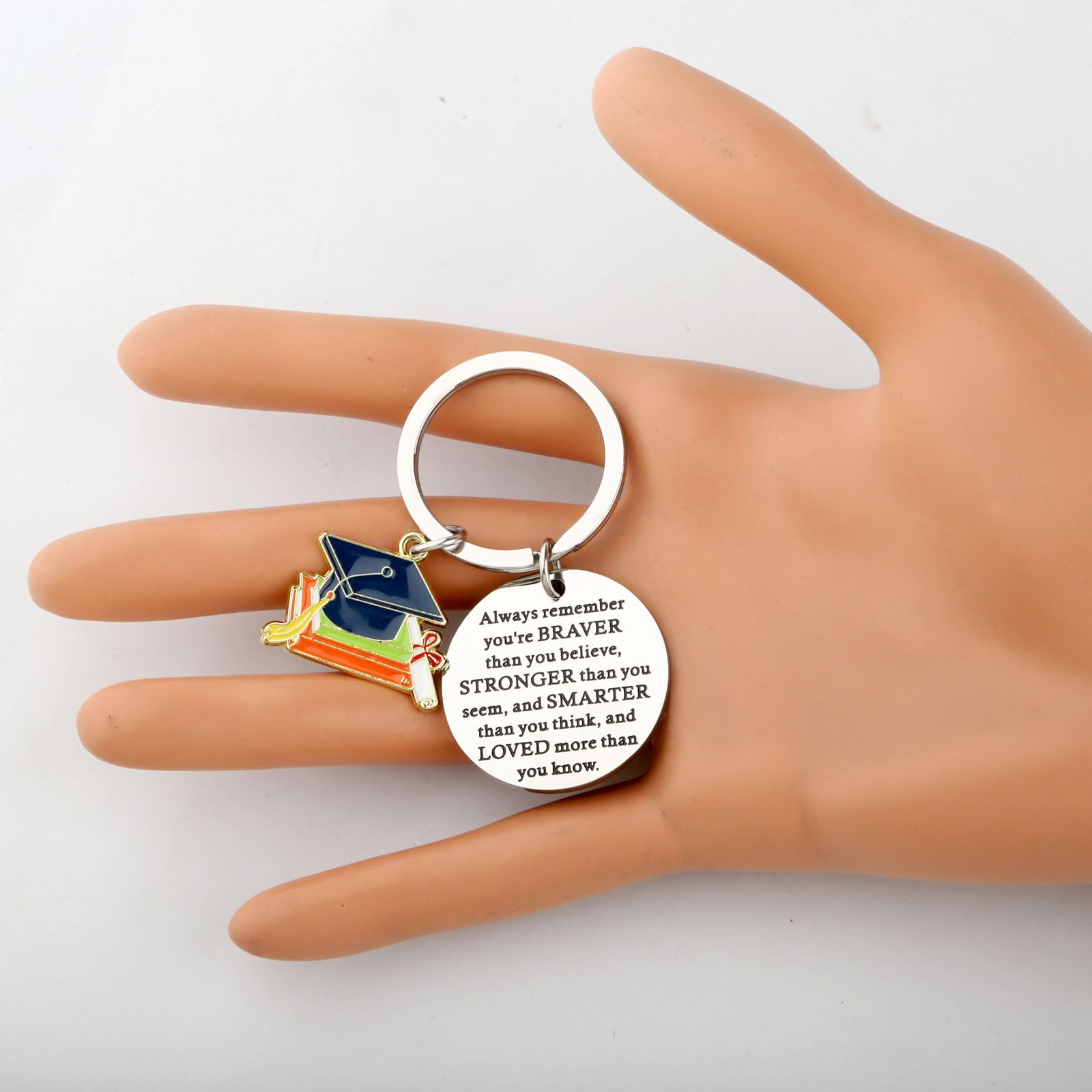 WSNANG Graduation Gift Always Remember You Are Braver Stronger Smarter Than You Think Keychain Inspirational Graduates Gift (Graduation Keychain)