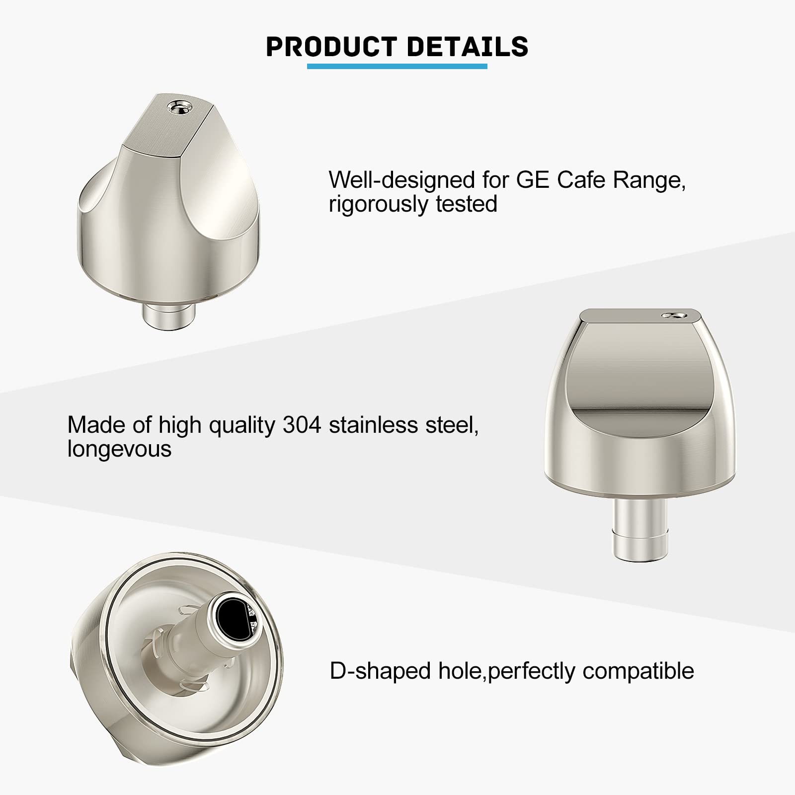 WB03X32194 WB03T10329 Cooktop Burner Control Knobs Compatible w/GE Cafe Series Gas Range CGP350SET1SS CGP350SET3SS CGP650SET3SS Replacement WB03X25889 4920893 AP6837585 PS12709871 (5pcs)