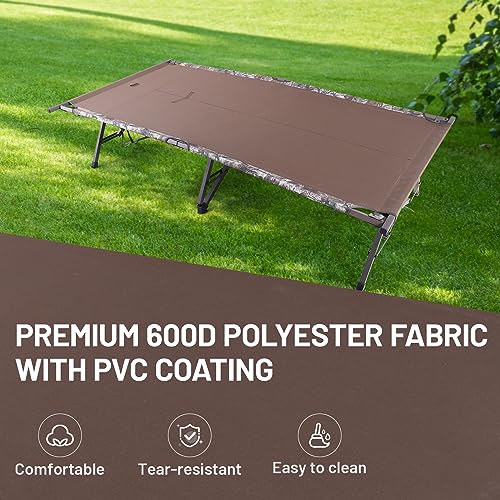 TIMBER RIDGE Outdoor Bed Cots for Sleeping with Carry Bag Foldable XL Hunting for Camping, Hiking, Camouflage,Home, Travel, Support up to 600lbs, Tan