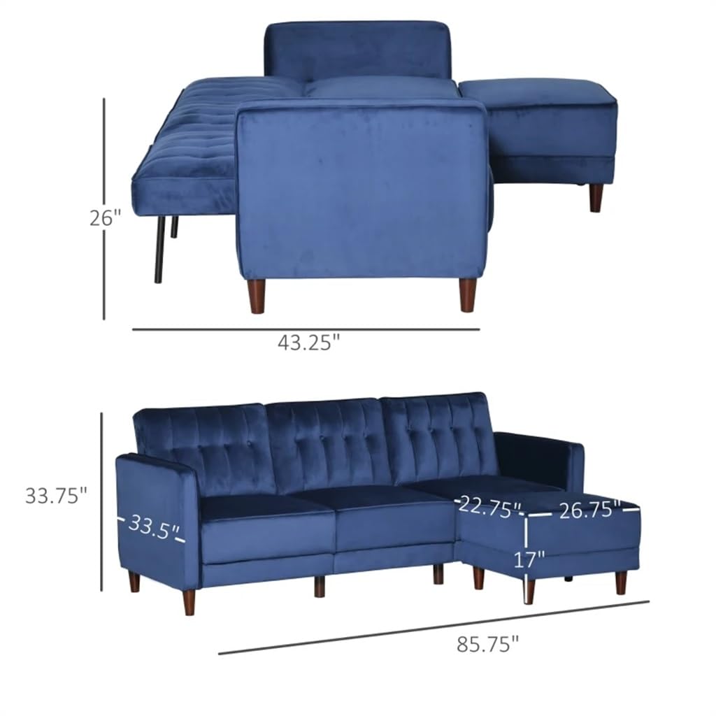 WXBDD Sofa Reversible Modular Set Velvet Touch Sofa Bed Quilt 85.75" W X 33.5" D X 33.75" H (Color : D, Size : As Shown)