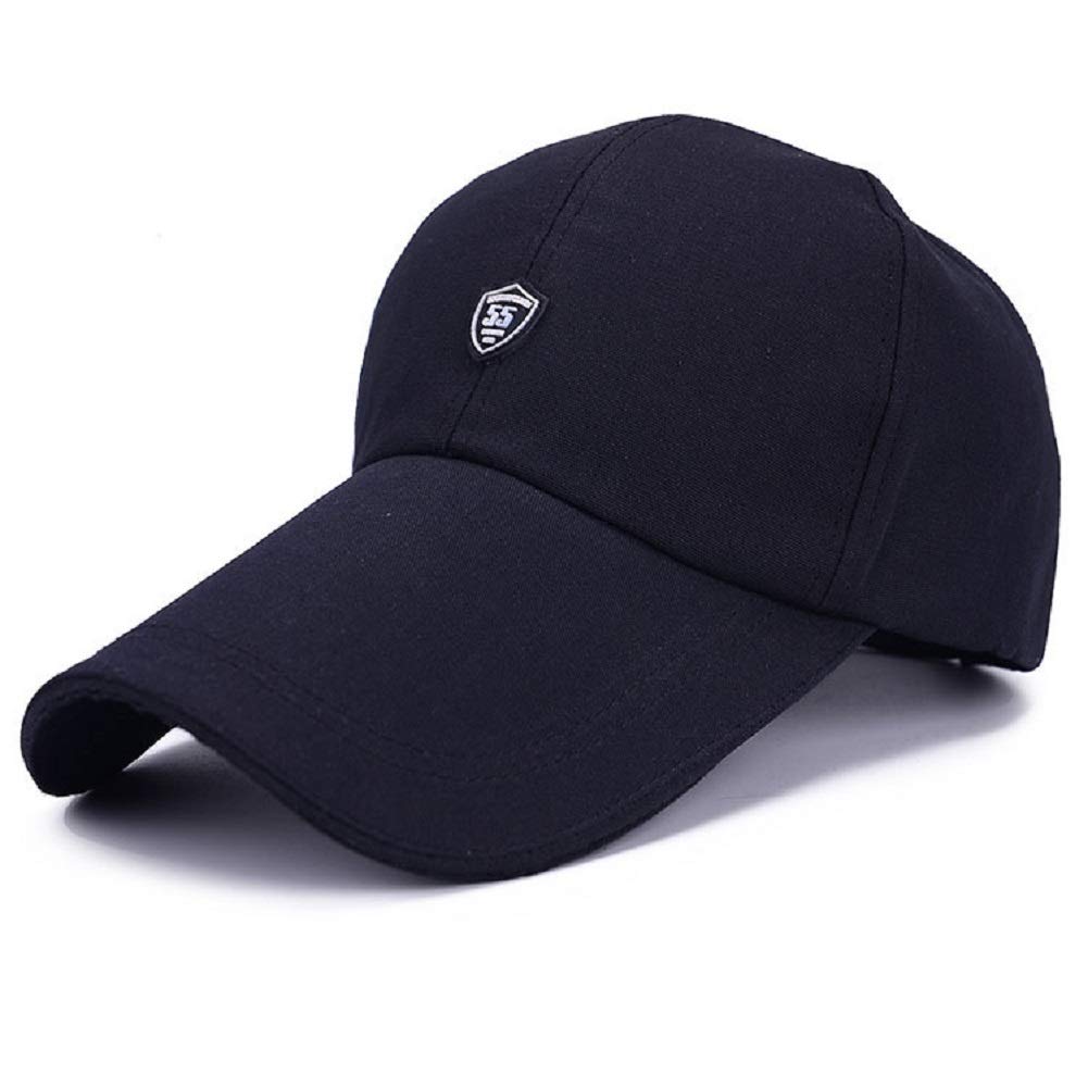Unisex Summer Long Brim Golf Cap Adjustable Outdoor Sun Hat Large Visor Anti-UV Navy2/One Size
