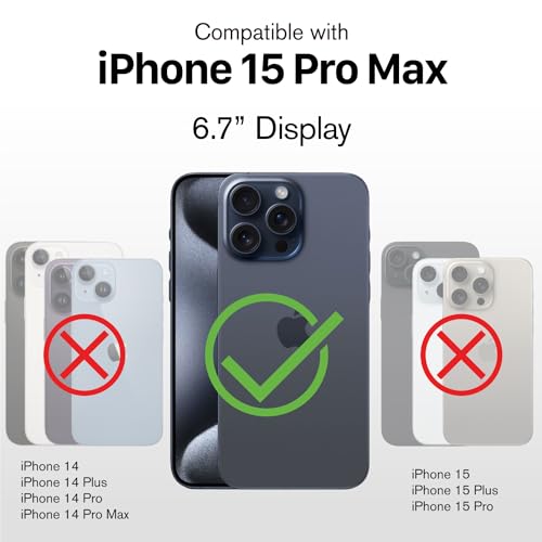 VENA vCommuteX Wallet Case for Apple iPhone 15 Pro Max (6.7"), (Magsafe Compatible, Military Drop Protection) Detachable Leather Cover Card Slot Holder with Kickstand - Space Gray/Black