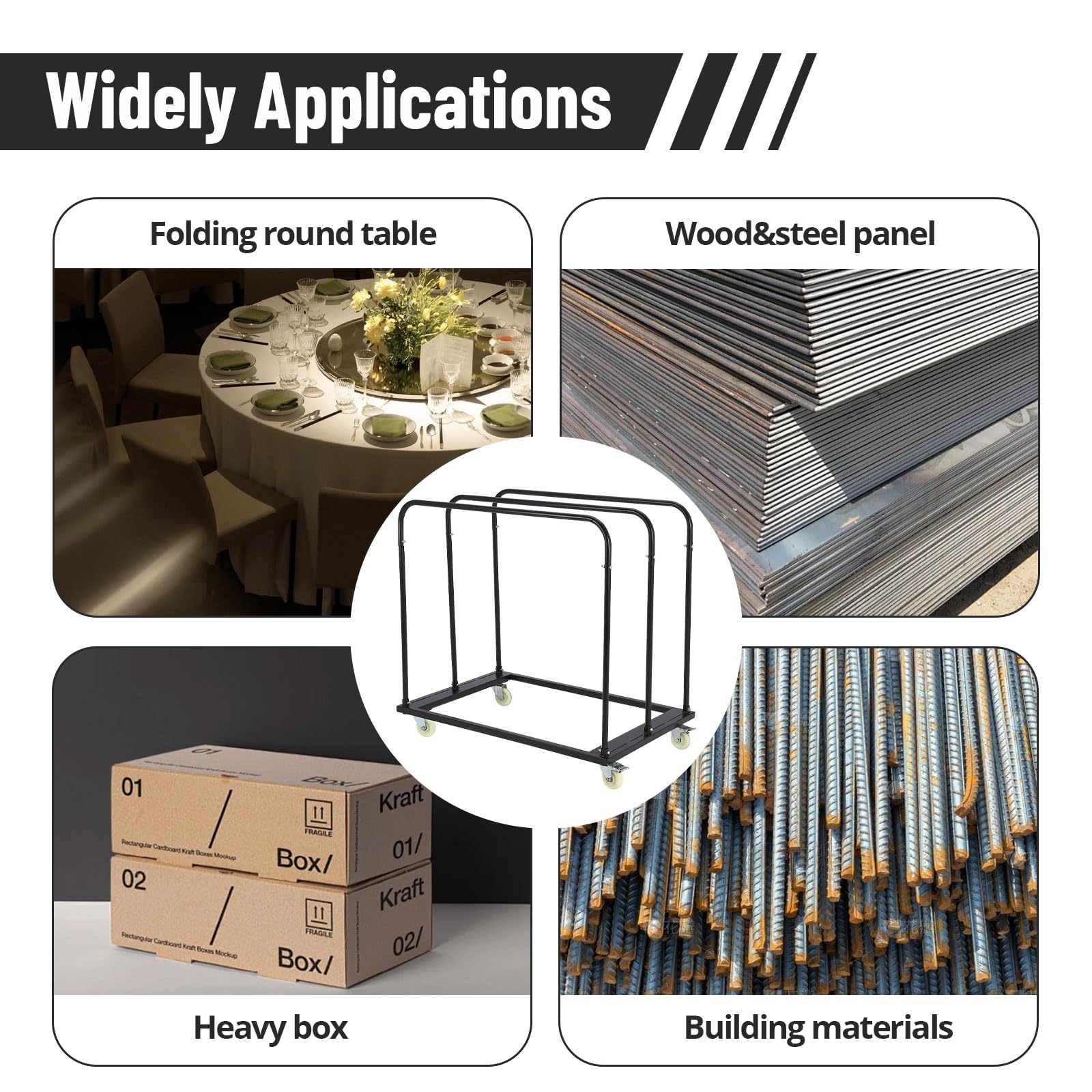 Steel Panel Truck, 1500 LBS Panel Dolly Cart with 5" Swivel Casters and 36.02" x 24.02" Deck, Heavy-Duty Drywall Sheet Cart, Handling Wall Panel, Sheetrock, Lumber for Garage, Home, Warehouse