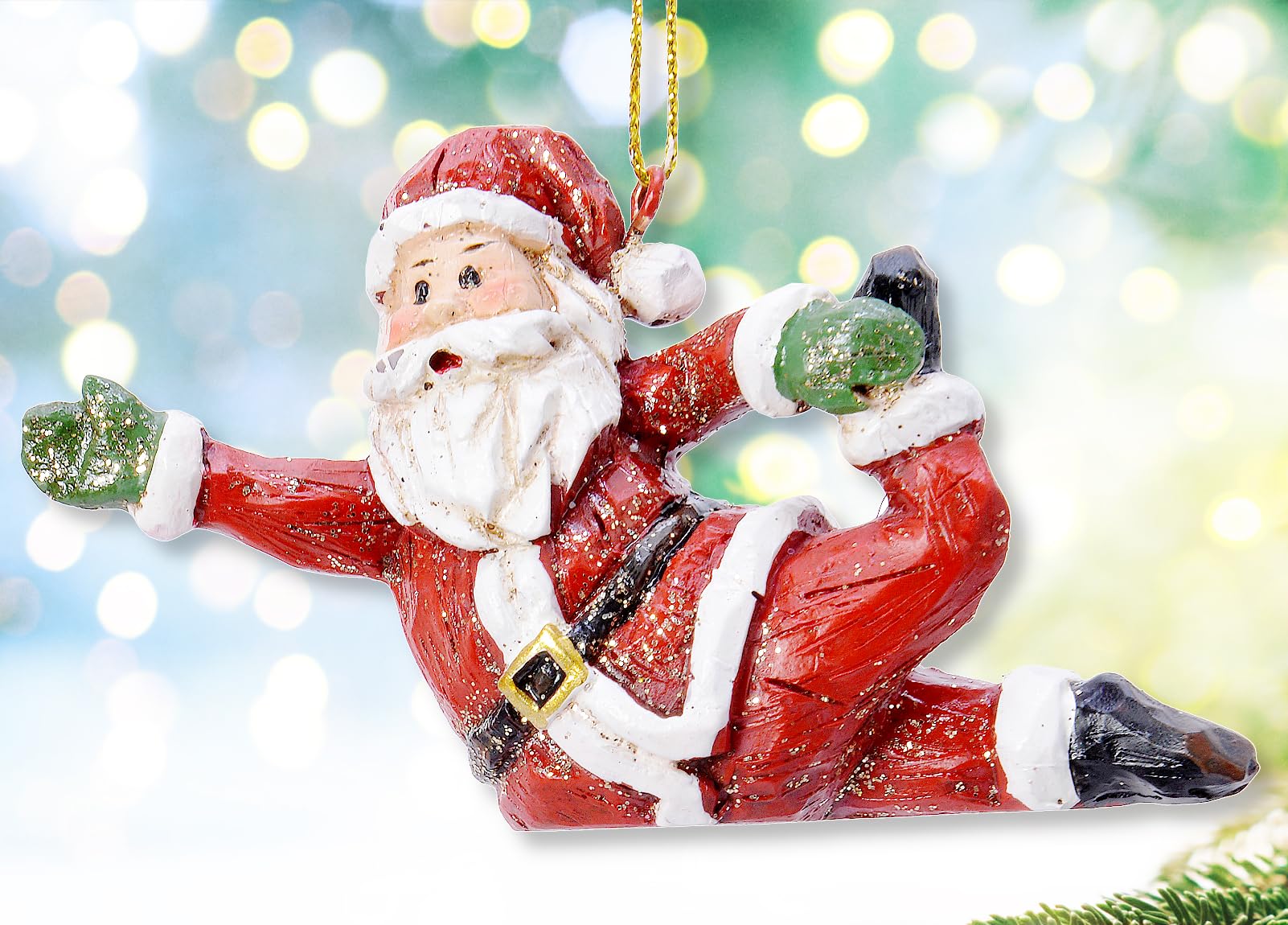 Yoga Santa Ornaments Christmas Tree Decorations, Set of 4