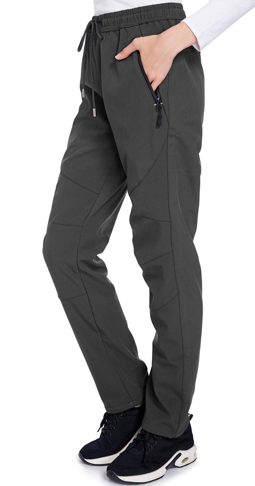 Womens Snow Ski Pants Waterproof Windproof Fleece Lined Warm Hiking Insulated Pants DarkGrey L