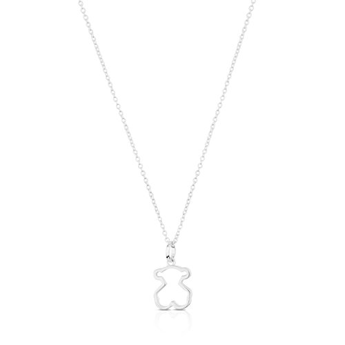 TOUS Sterling Silver Necklace for Women with Bear Motif, Size: 1.2 cm. Length: 45 cm. Galaxy Collection