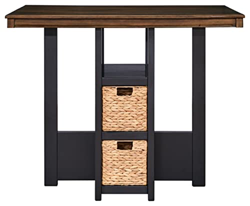 Signature Design by Ashley Dolingham Modern Counter Height Dining Table Set with Storage, Set of 5, Black & Dark Brown
