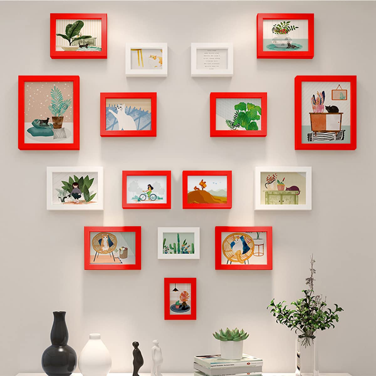 wyooxoo 4x6 Picture Frames Set of 4, Red Solid Wood Photo Frames Colorful Frame with HD Plexiglass For Tabletop Display or Wall (4" x 6" (4 Pack), Red)