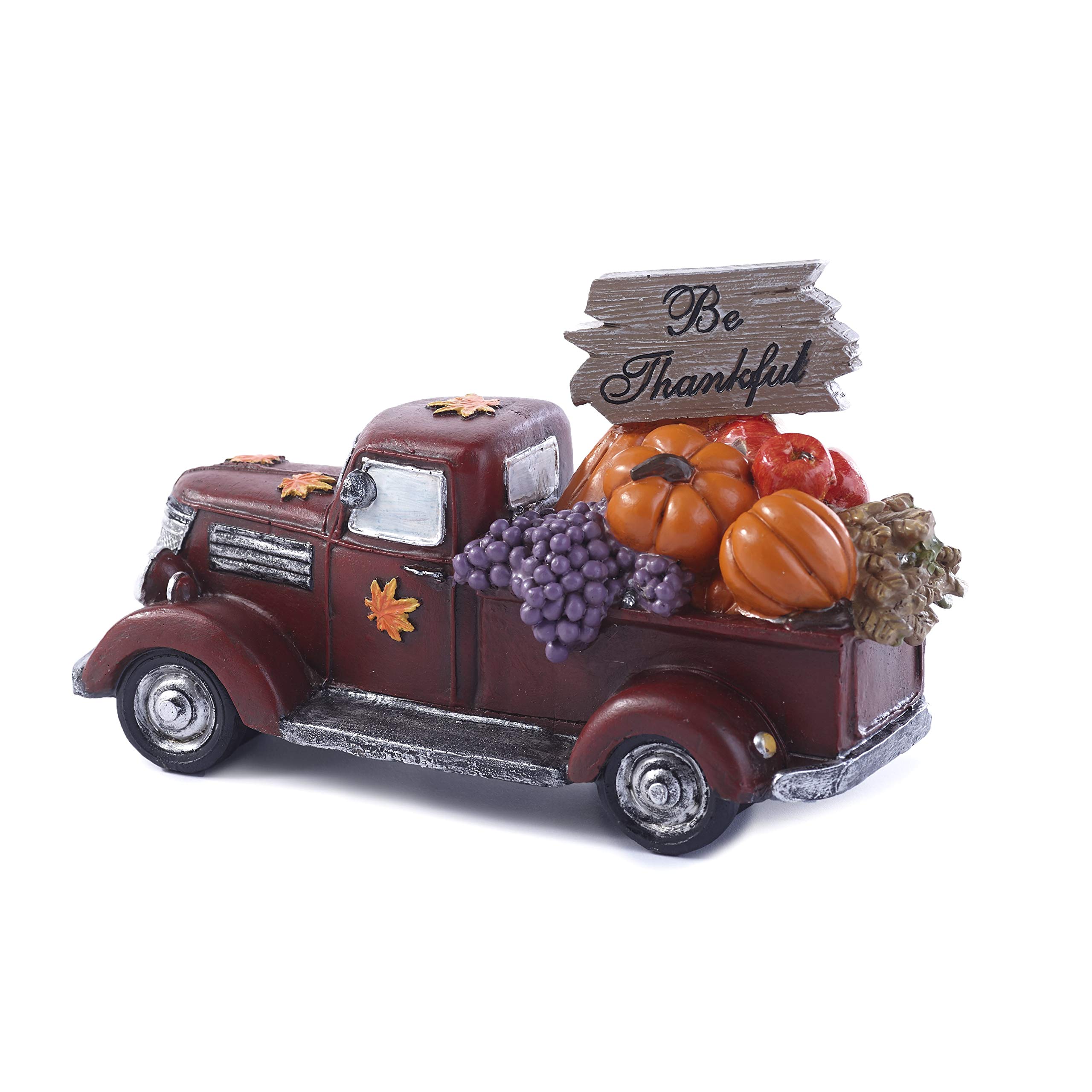 The Lakeside Collection Harvest Lighted Pickup Truck with Pumpkins in Rear Bed - Be Thankful